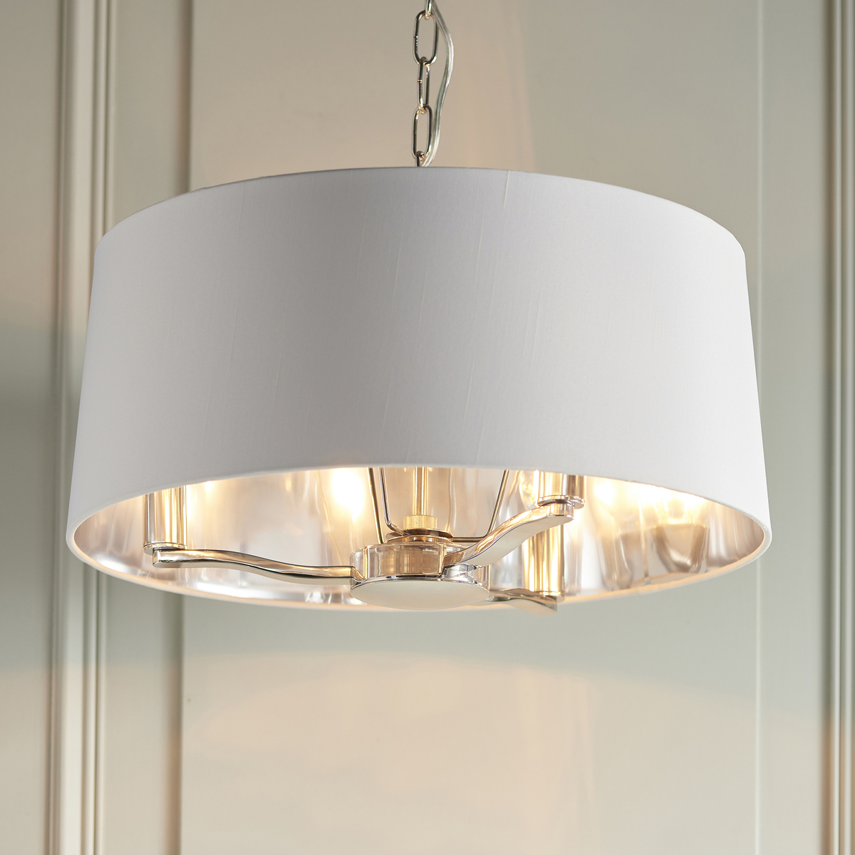 Wisząca lampa Harvey 73021 Endon na łańcuchu biała nikiel biały ...
