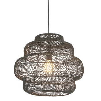 Zwisowa lampa rattanowa L&-198474 Light& do salonu boho czarna - sklep ...